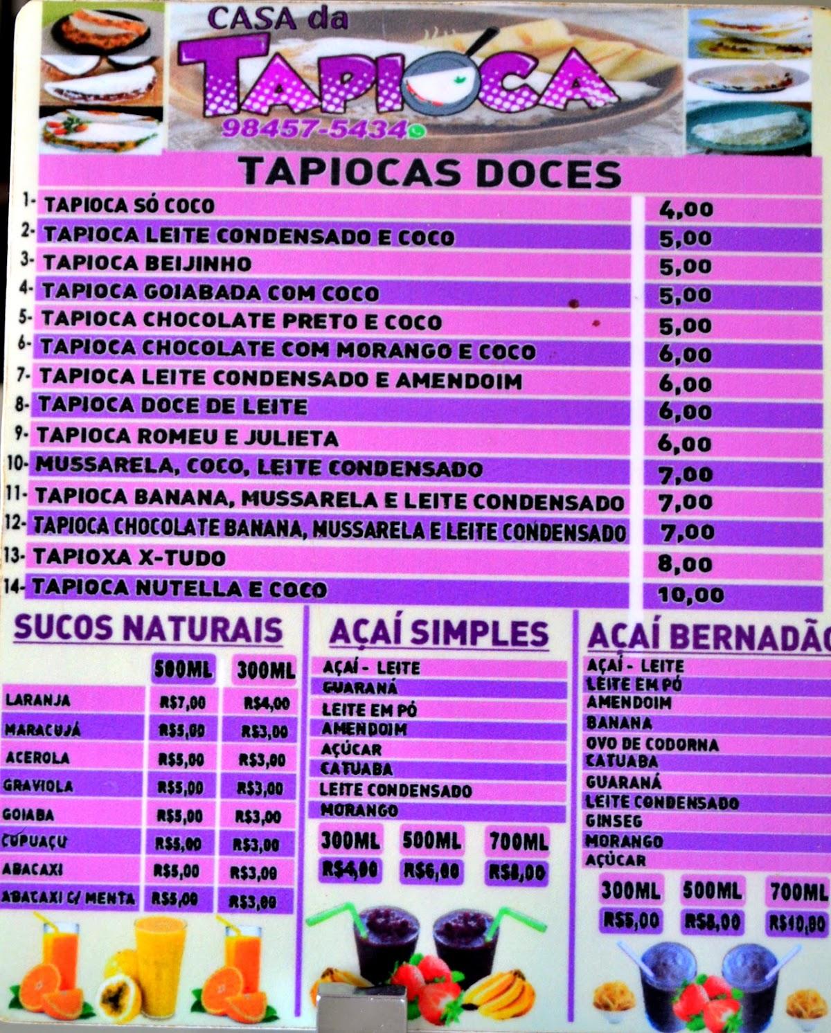 Menu em Casa da Tapioca restaurante, São Miguel do Guaporé