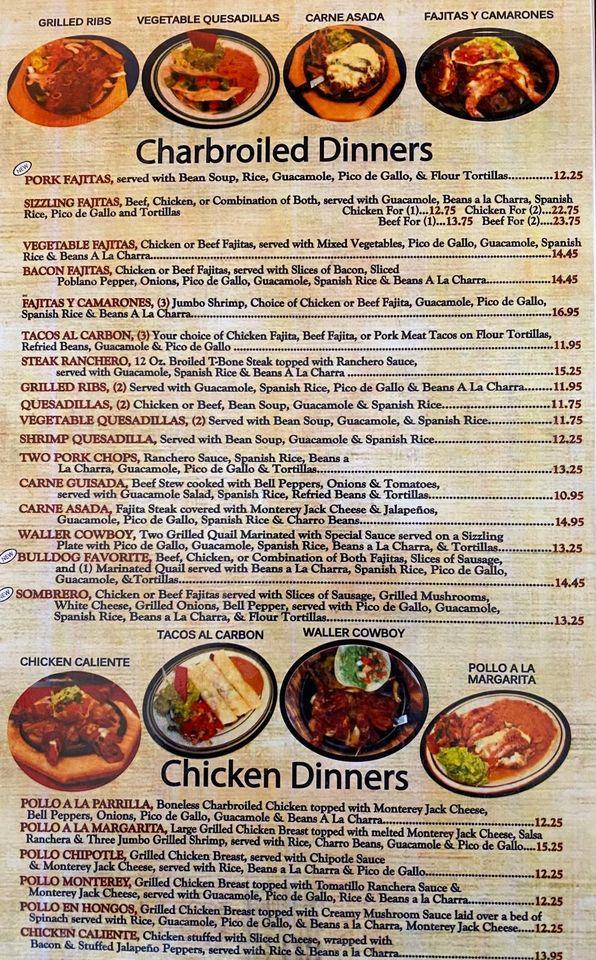 Menu at Cielito Lindo Restaurant, Waller, Farm to Market 2920 # A