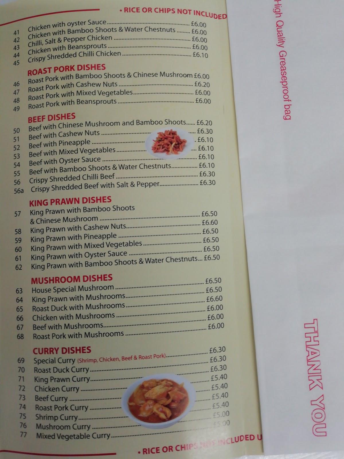 Menu at Dragon House fast food, Cheddar