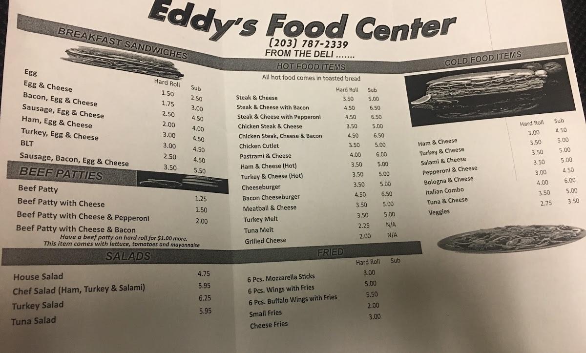 Menu at Eddy's Food Center, New Haven