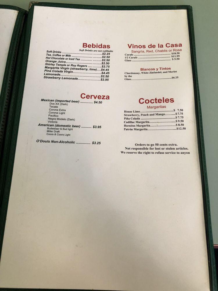 Carta de El Rinconcito Mexican Restaurant, Bellingham