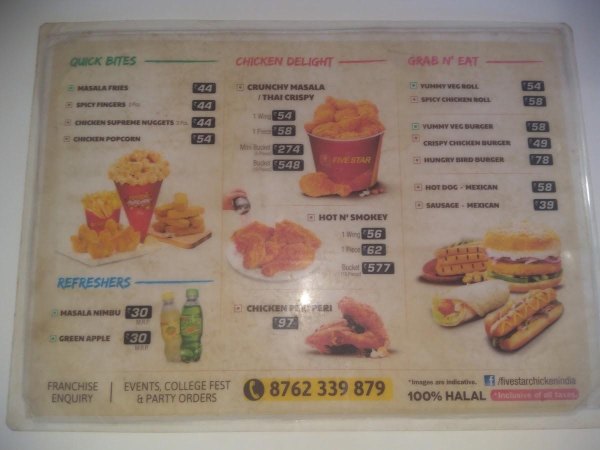 Menu at Five Star Chicken, Hoskote, Bangalor
