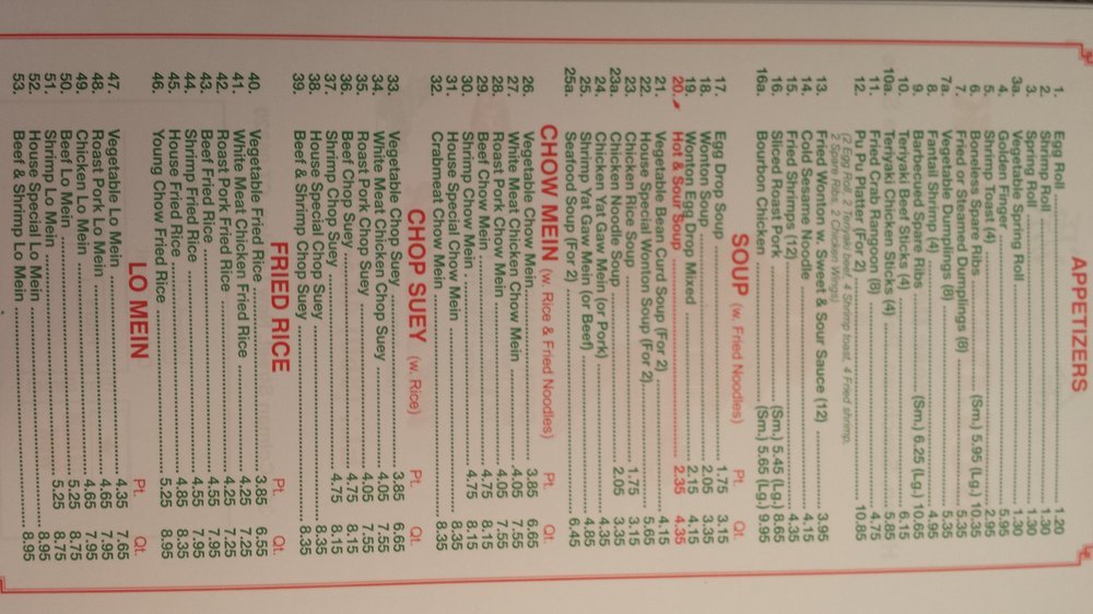 Menu at Golden Wok restaurant, New London, 353 Colman St