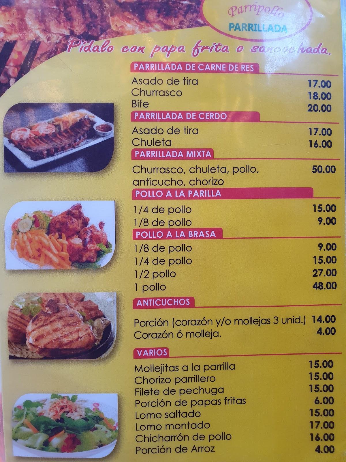 Menu at Mi parripollo restaurant, Trujillo, Av. 28 de Julio # 268