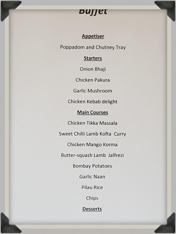 Menu at Spice Lounge Indian Cuisine & Bar, Rishton