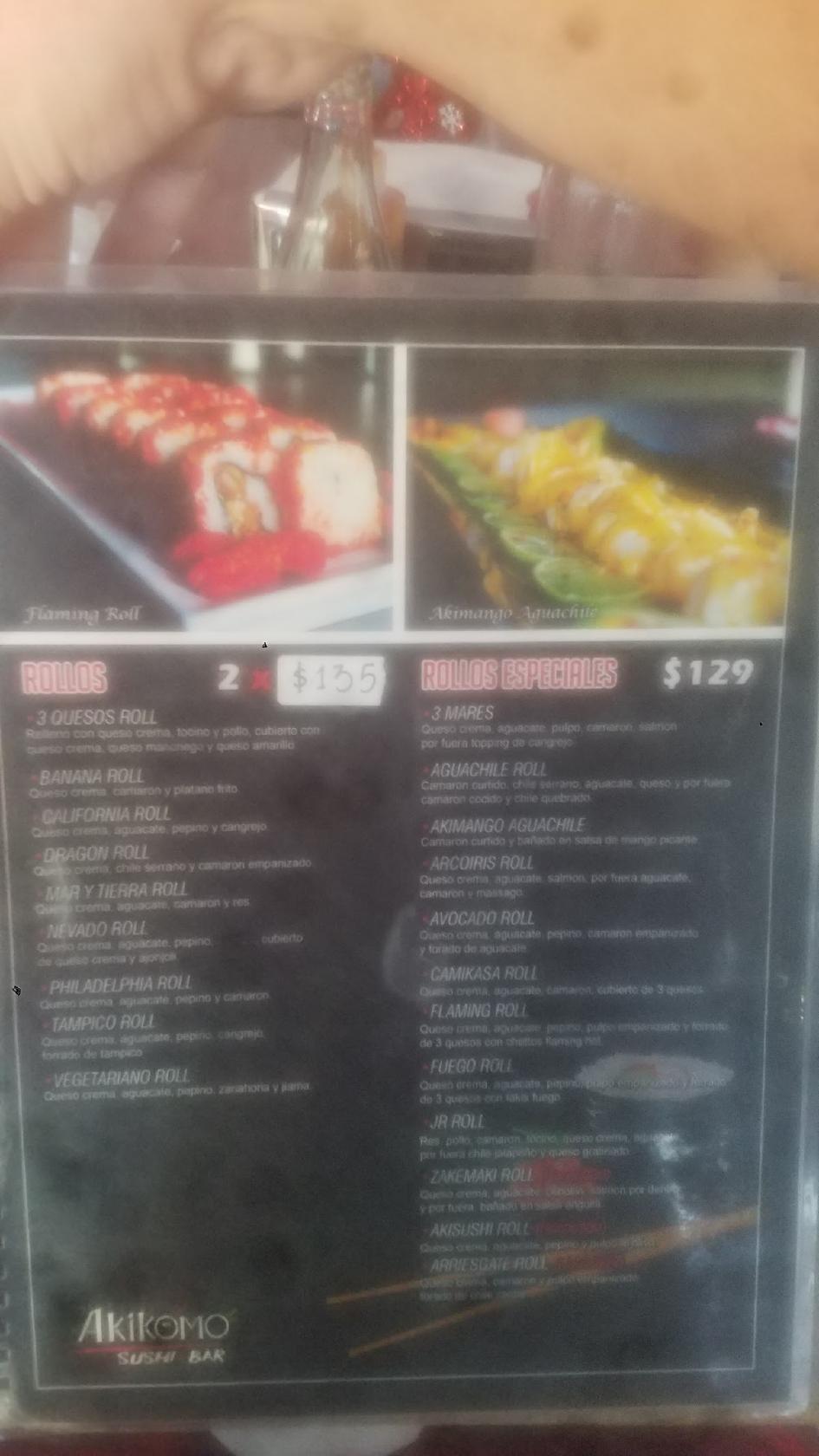 Menu at AkiTomo Café, Tijuana