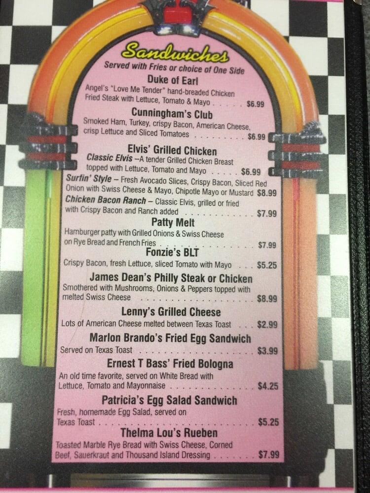 Menu at Angel's Diner steakhouse, McAlester, S George Nigh Expy