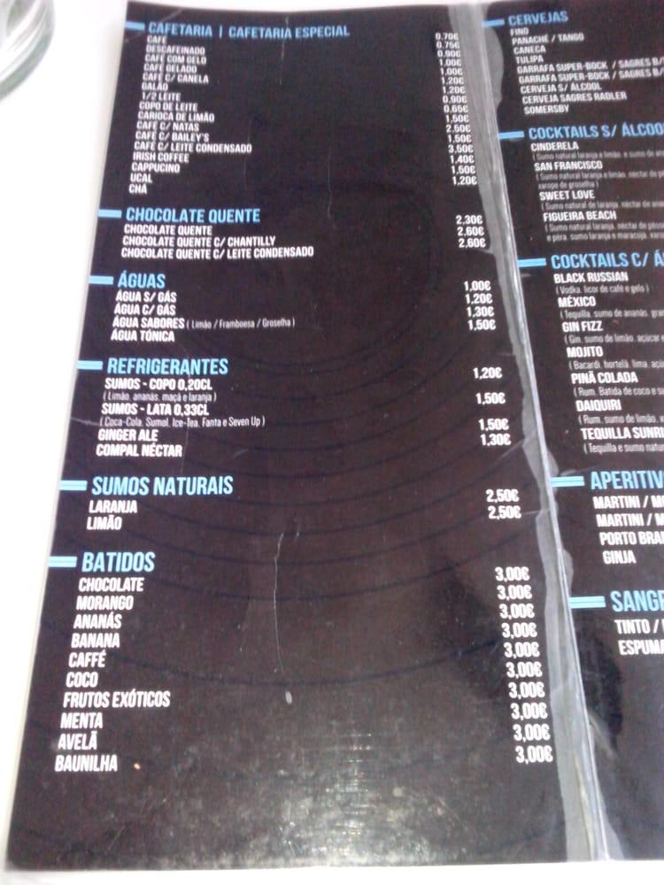 Menu at LP Bar, Figueira da Foz
