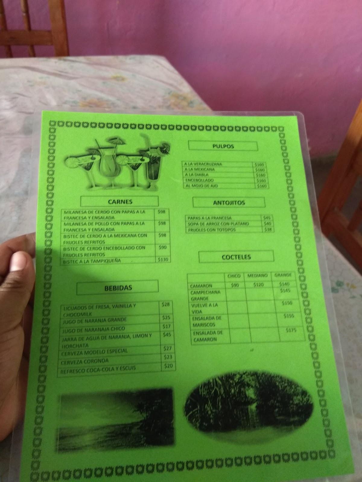 Menu at Restaurant Tajin, Tecolutla