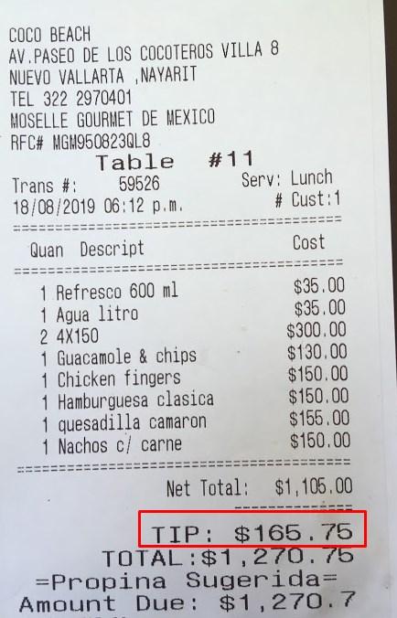 Menu at SABBIA beach club, Nuevo Vallarta, Paseo de los Cocoteros