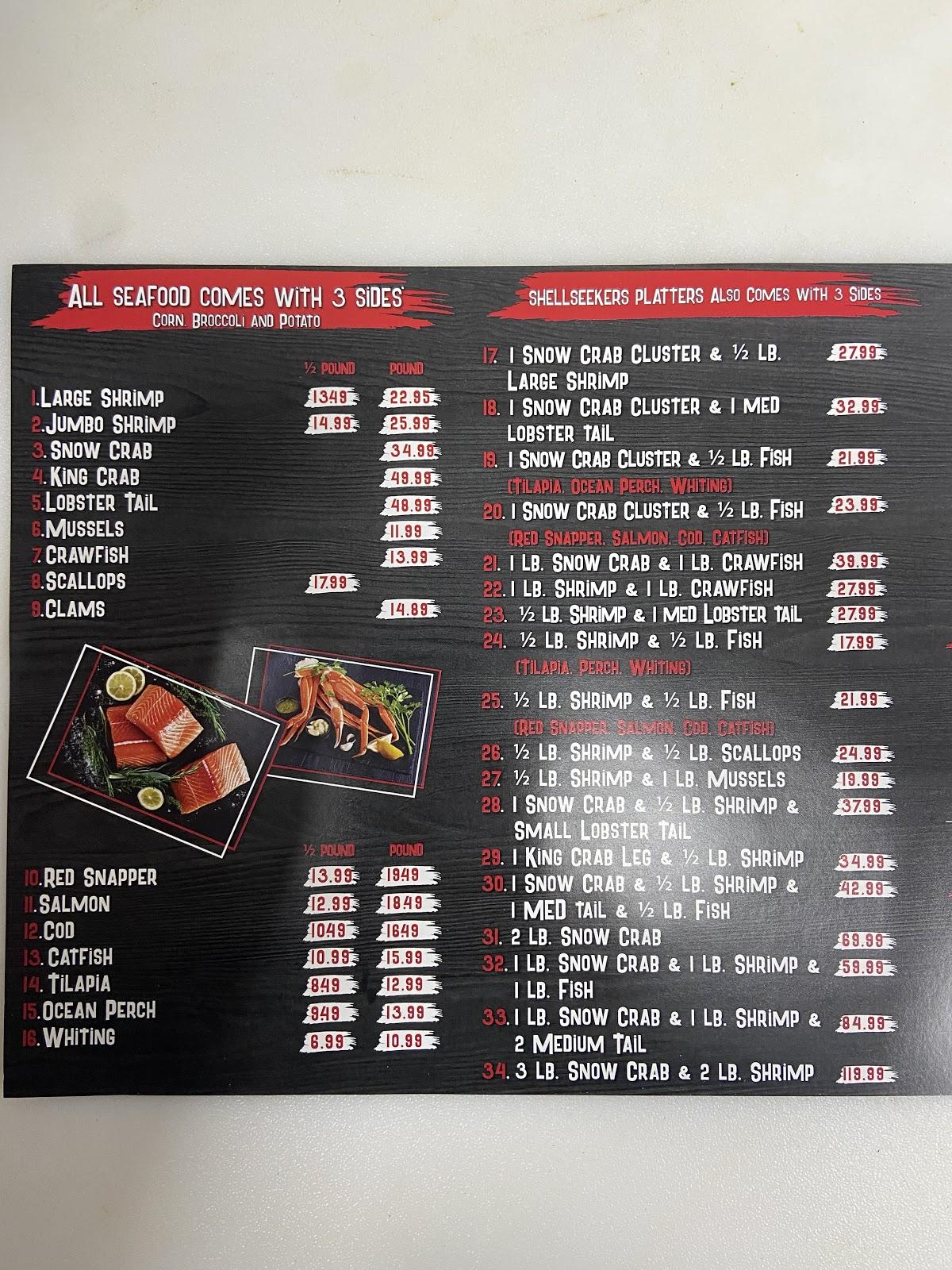 Menu at Shell Seekers Seafood Market restaurant, Chicago