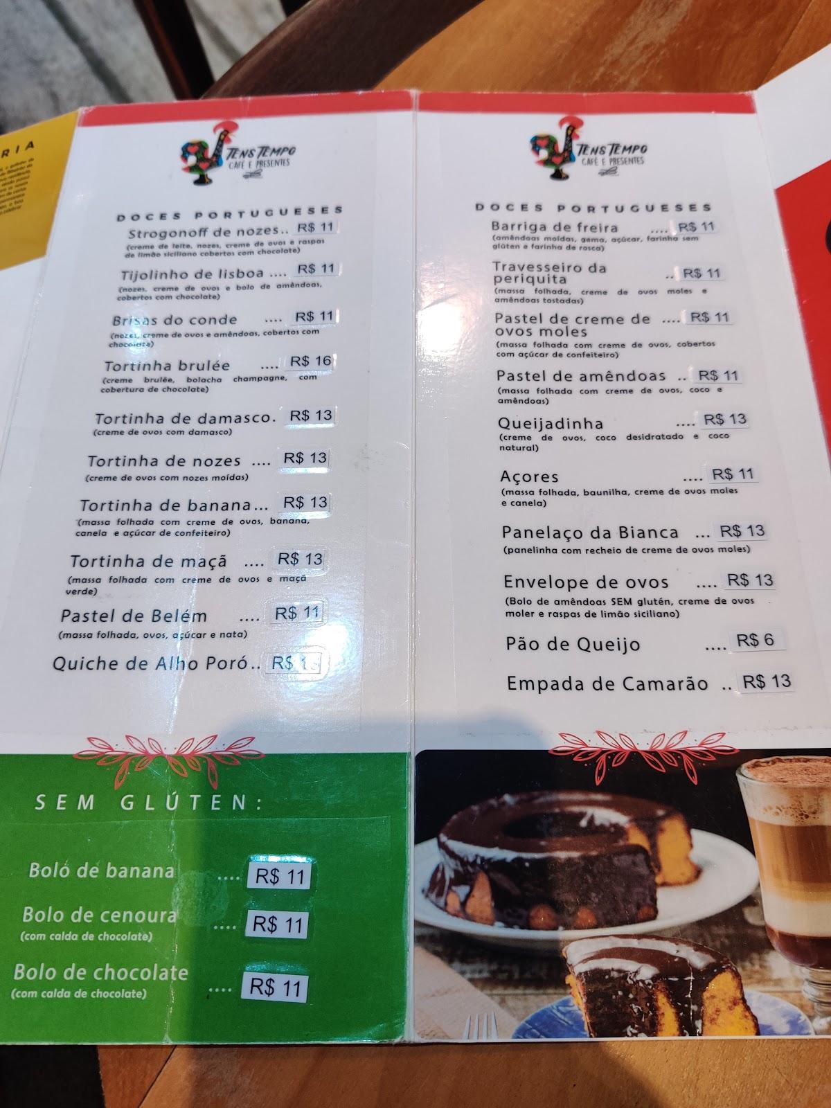 Menu em Tens Tempo Café, Florianópolis