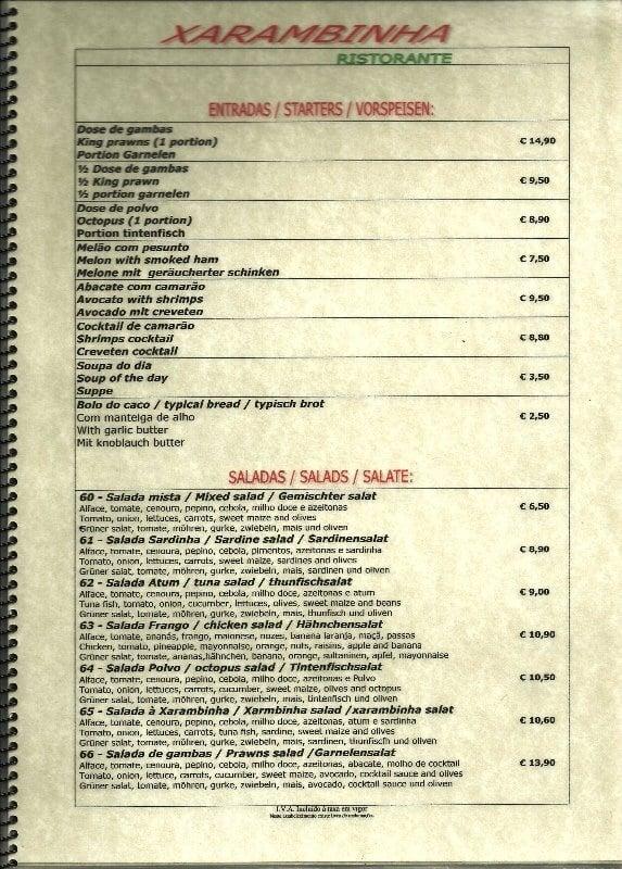 Menu at Xarambinha Pizzeria Expresso, Funchal