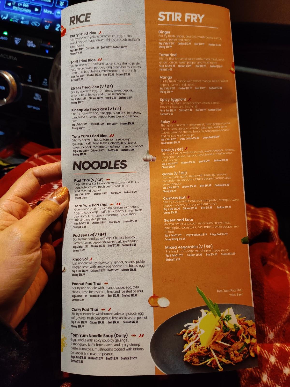 Menu at Urban Thai Queen restaurant, Toronto