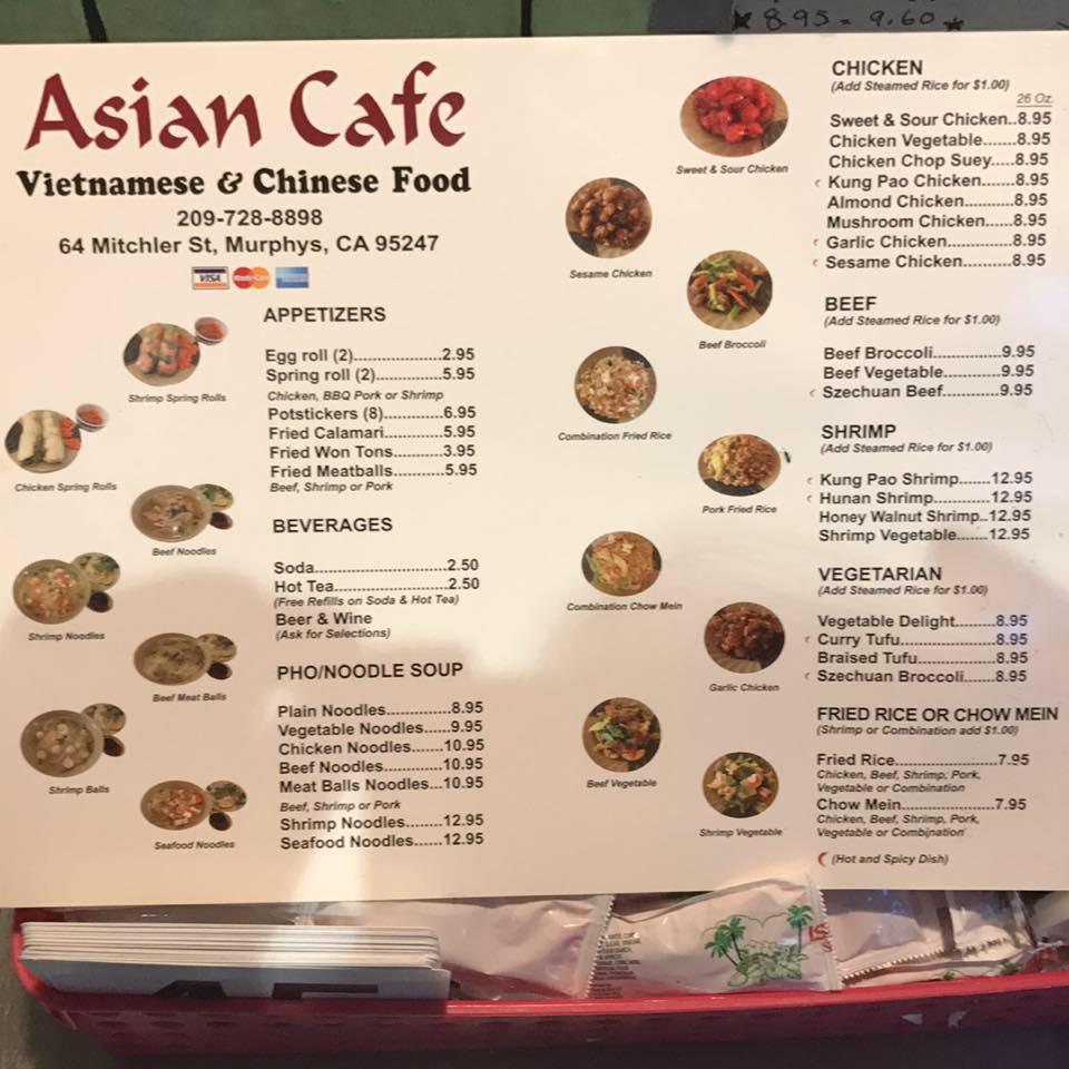 Menu at Asian Café restaurant, Murphys
