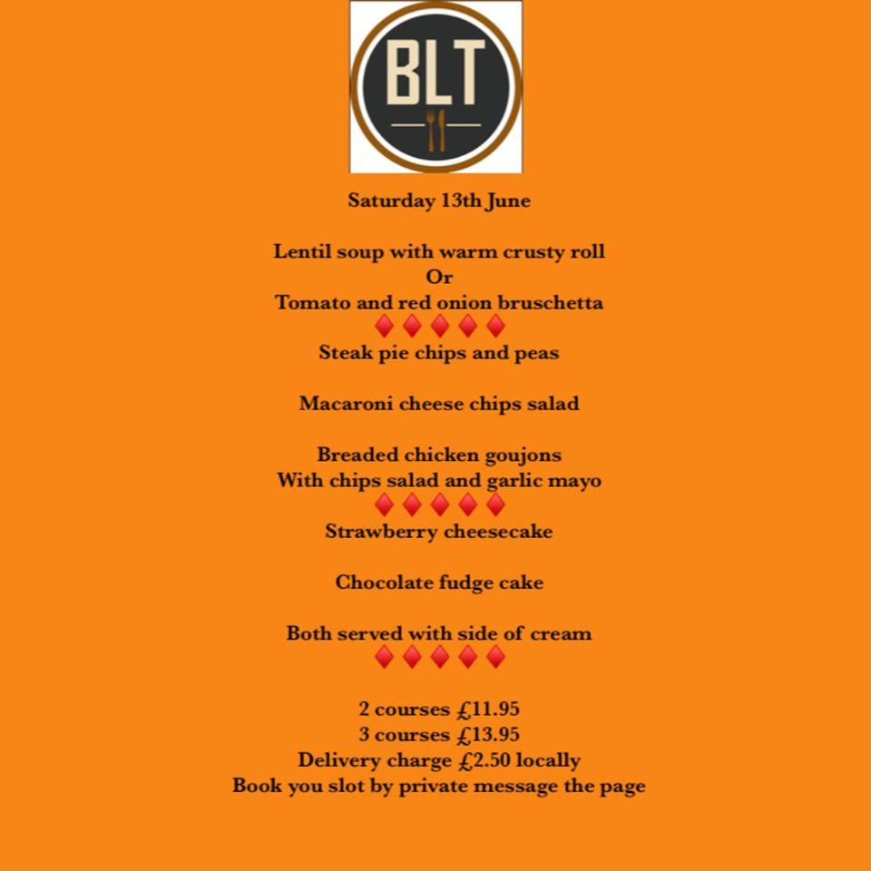 Menu at BLT restaurant, Airdrie