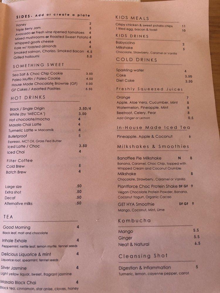 Menu at Blackwood Cronulla restaurant, Cronulla