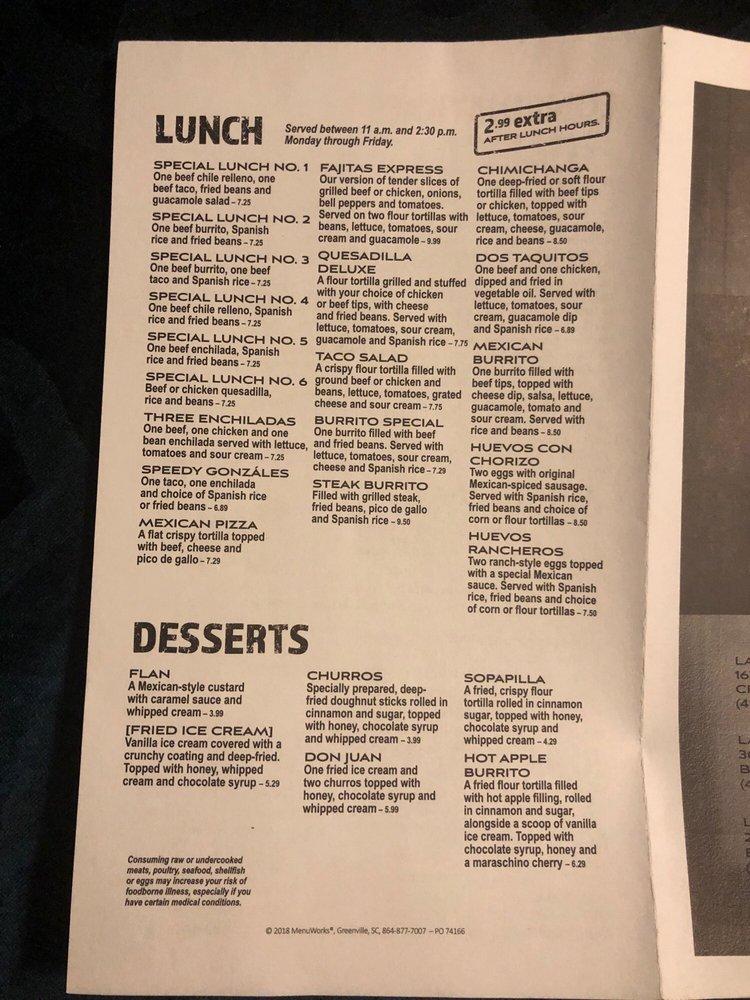 Menu at LA TOLTECA MEXICAN RESTAURANT., Crofton