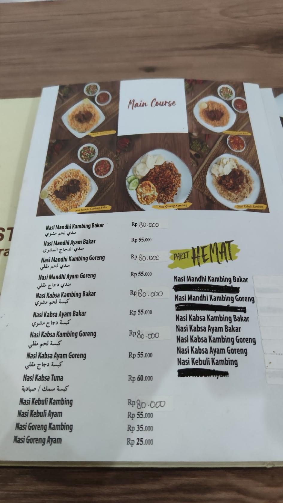 Menu at AL BALAD RESTAURANT, ARABIAN & INDONESIAN FOOD, West Jakarta