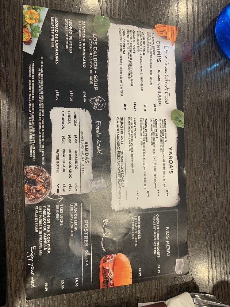 Menu at THE CHIMI SPOT restaurant, Orlando