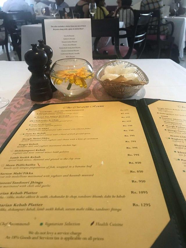 Menu at The Curzon Room, New Delhi