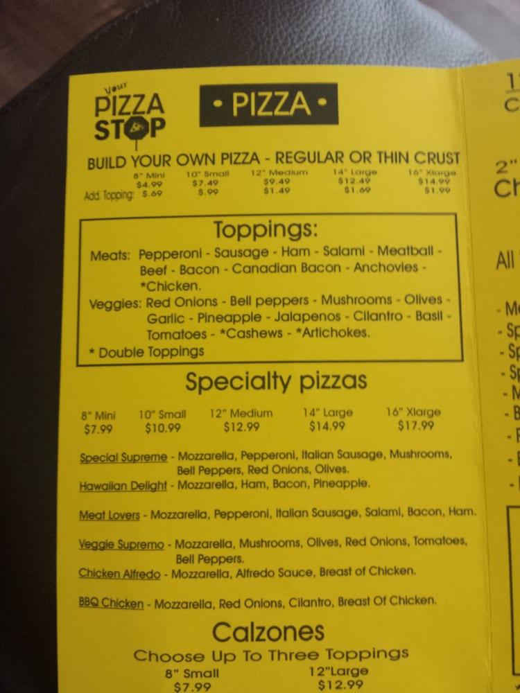 Menu at Your pizza Stop pizzeria, Menifee