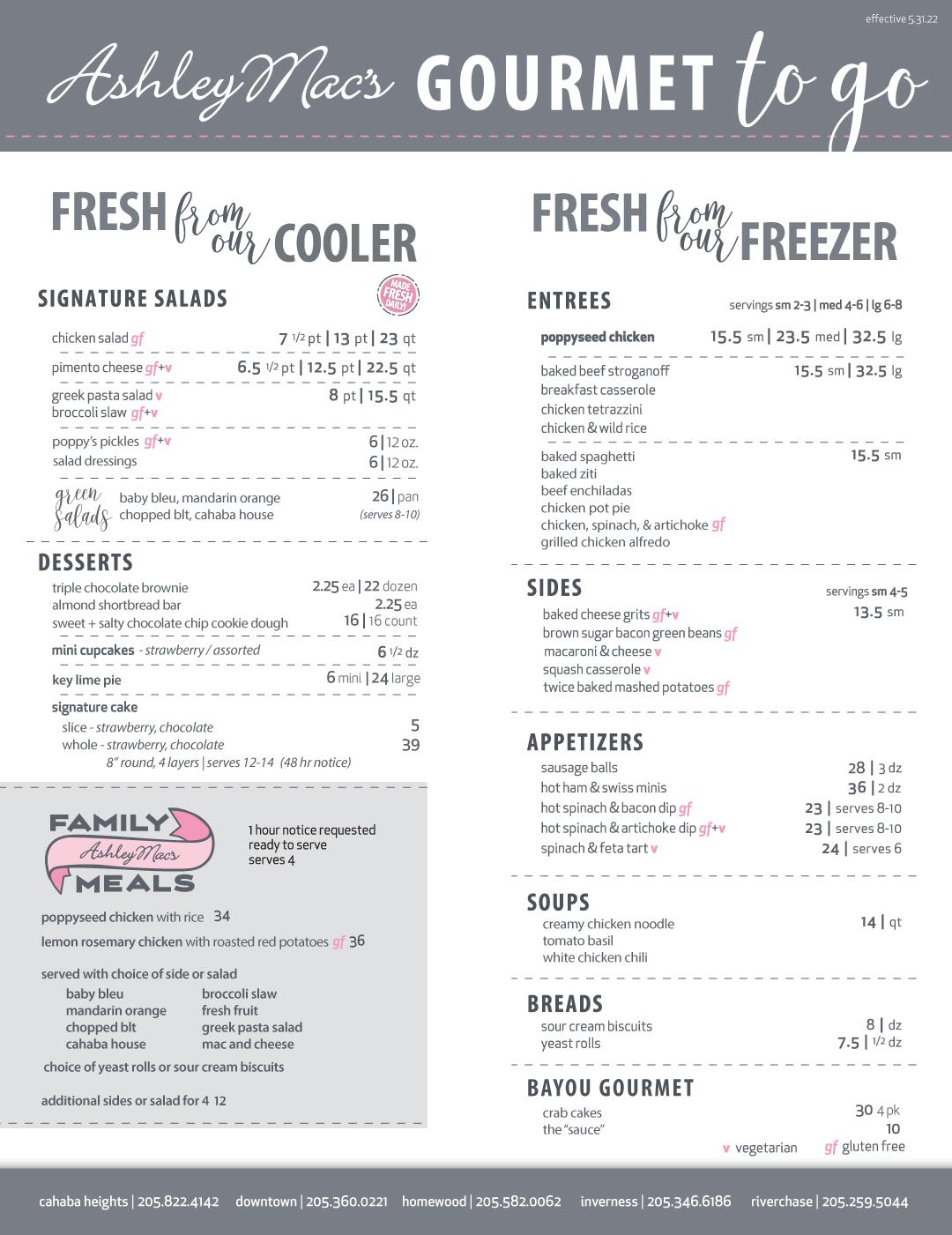Menu at Ashley Mac's Kitchen cafe, Hoover, Chace Cir #100