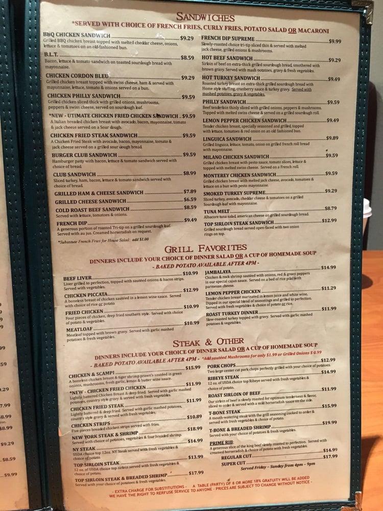 Menu at Manor Grill restaurant, San Leandro