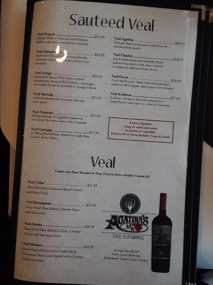 Menu at Agatina's Restaurant, Rochester