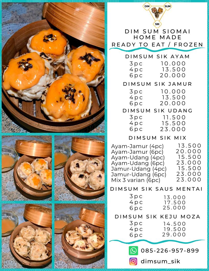 Menu at Dimsum Sik restaurant, Semarang