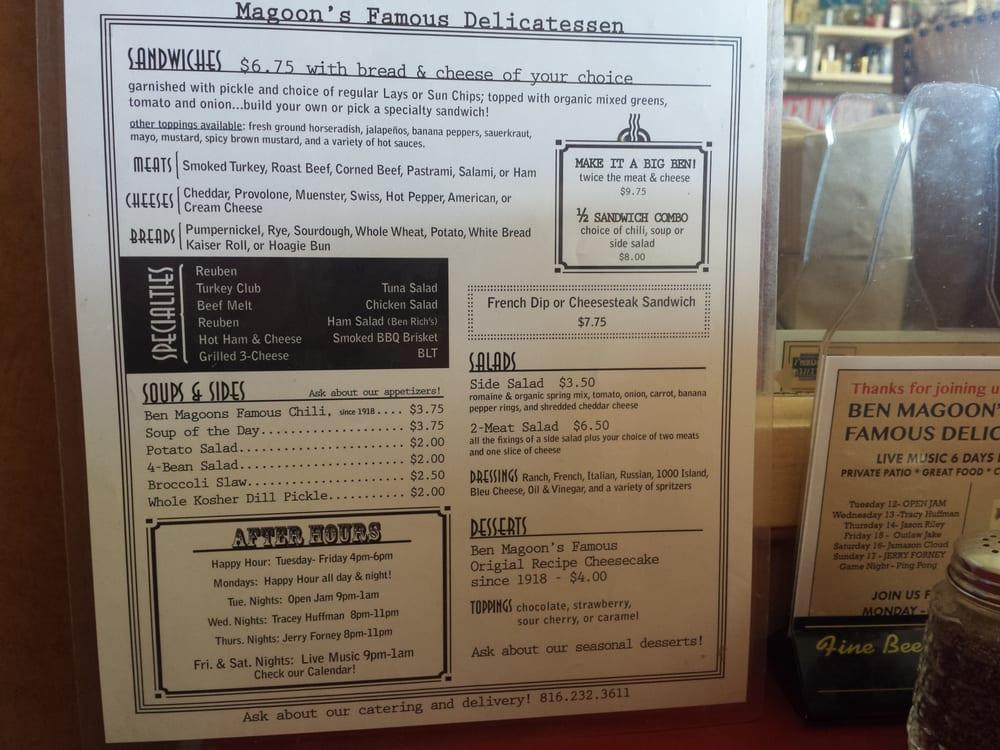 Menu at Magoons Famous Delicatessen pub & bar, Saint Joseph
