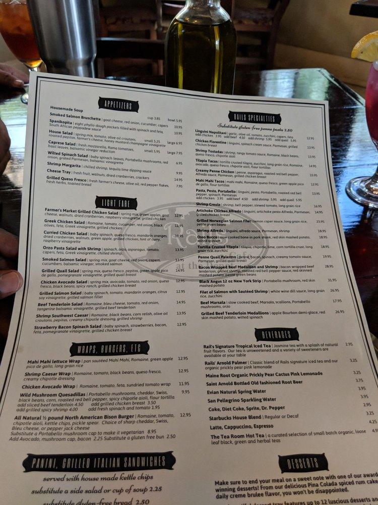 Menu at Rails A Cafe At the Depot, Kerrville