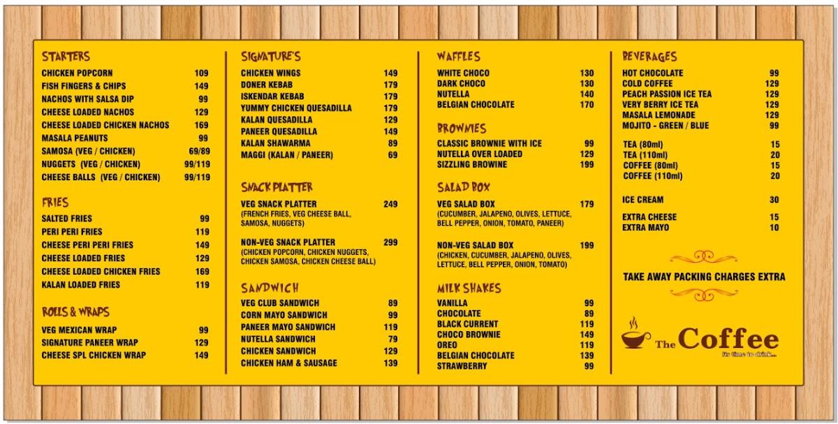 Menu At The Coffee Chennai Menu At The Coffee Chennai
