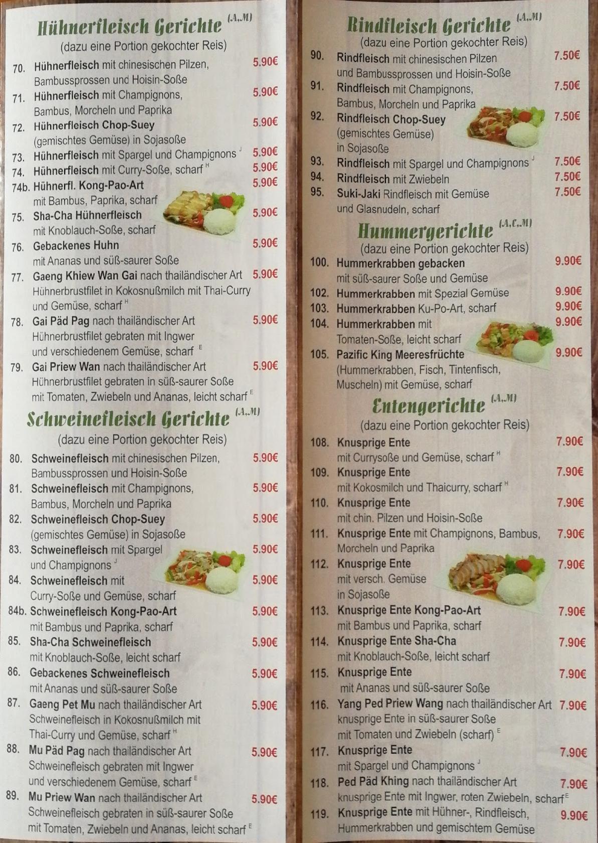 Speisekarte von China-Thai-Bistro Shin-Shin restaurant, Altenburg