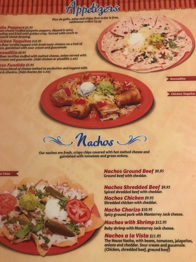 Menu at Chula Vista Mexican restaurant, Salem, State St
