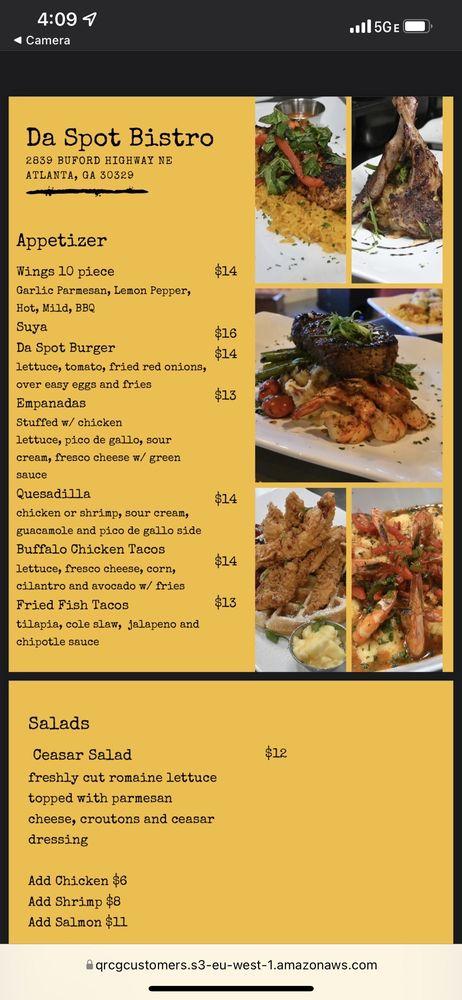 Menu at Da Spot Bistro pub & bar, Atlanta