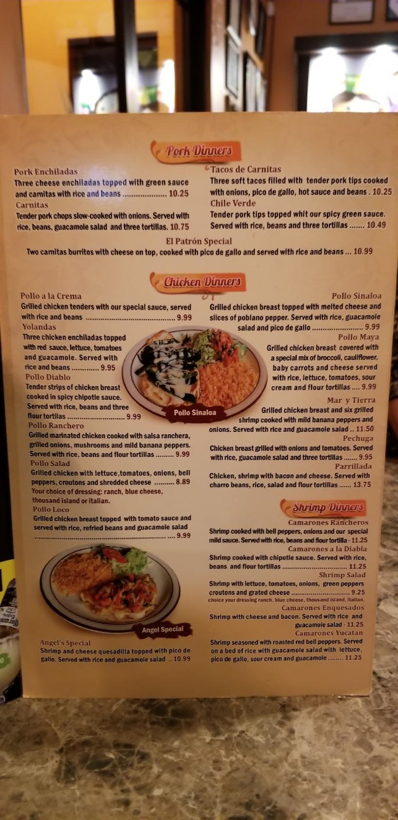 Menu at Señor Salsa restaurant, Skiatook, W Rogers Blvd
