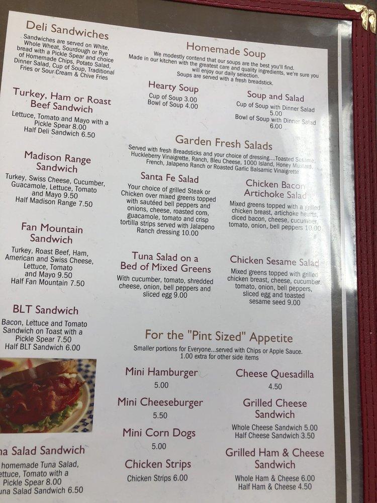 Menu at Yesterday's Soda Fountain and Restaurant, Ennis