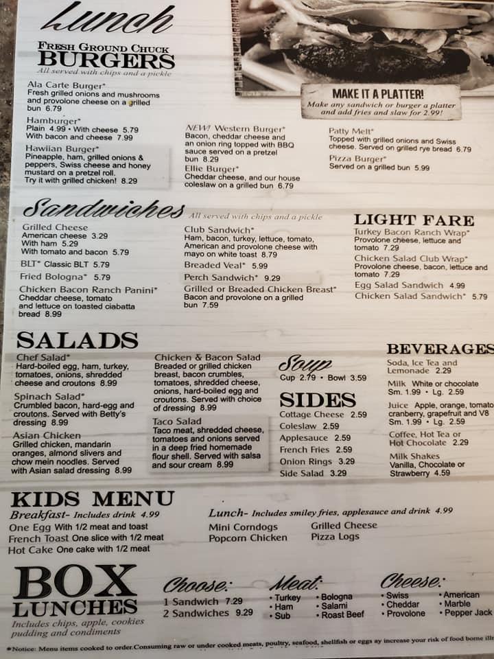 Menu at Ala Carte Café cafe, Port Clinton
