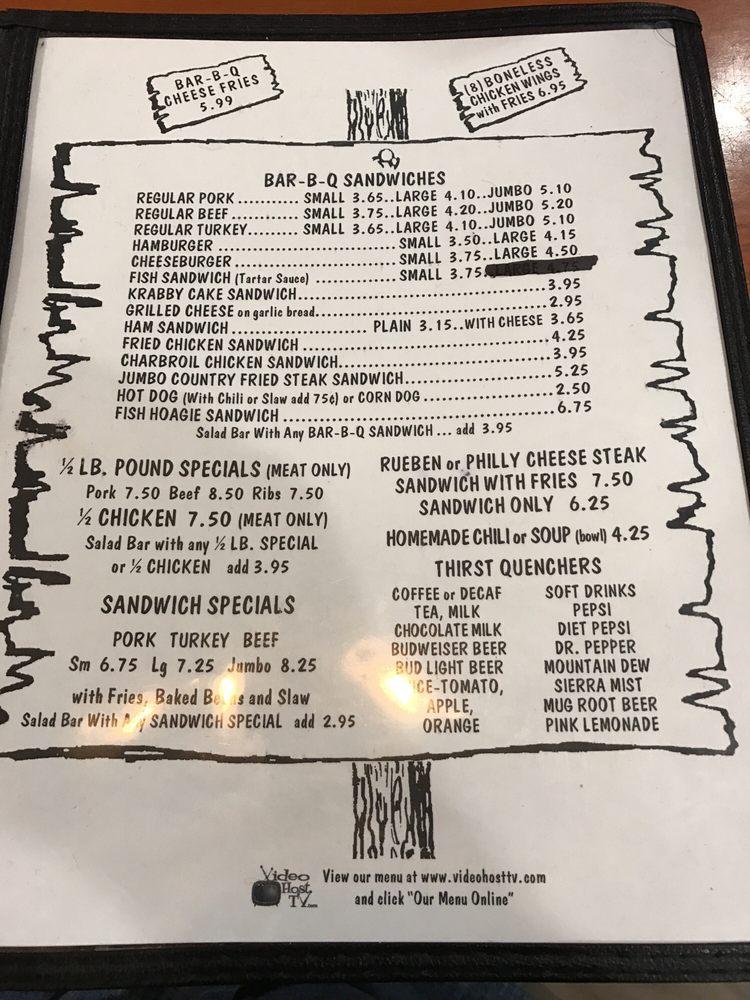 Menu at Bar-B-Q Bill's, Chiefland