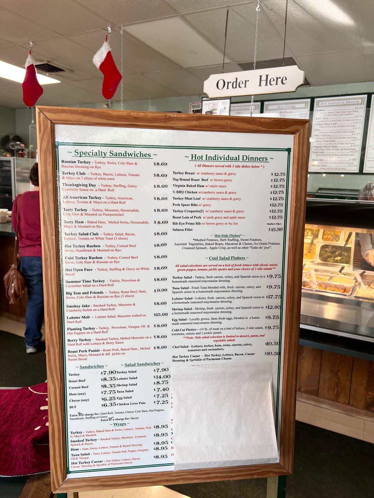 Menu at Hinck's Turkey Farm restaurant, Manasquan