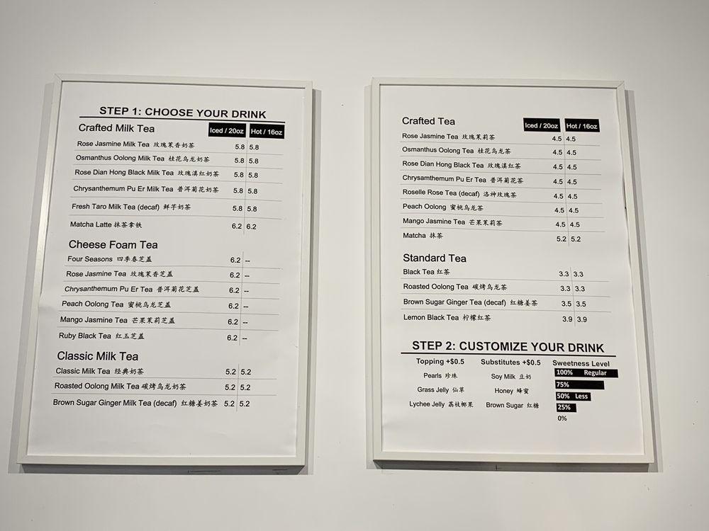 Menu at ICHA TEA desserts, Toronto, 235 Spadina Ave. Unit 4