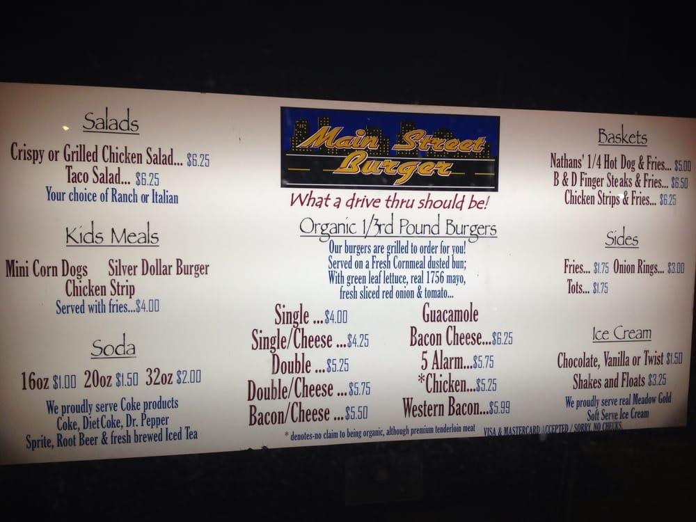 Menu at Main Street Burger fast food, Meridian