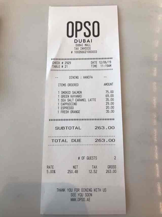 Menu at OPSO Dubai restaurant, Dubai