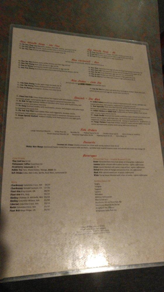 Menu at Pacific Breeze restaurant, Tigard