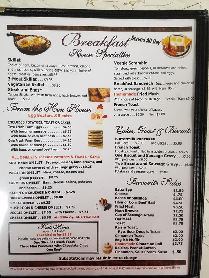 Menu at The Gathering Place Restaurant, Howe