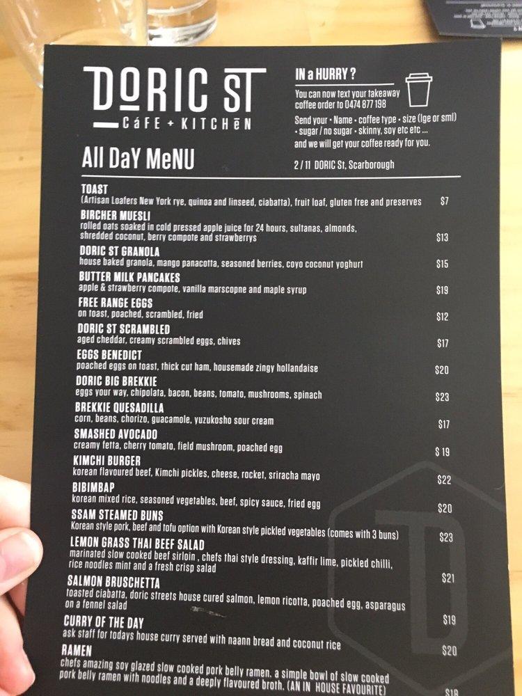 Menu at Doric St Cafe and Kitchen, Doubleview
