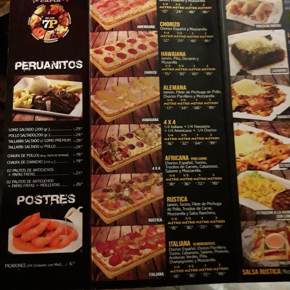 Carta del restaurante Rustica, Pueblo Libre, Av. la Marina 1686