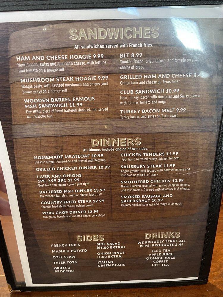 Menu at THE WOODEN BARREL, Olde West Chester