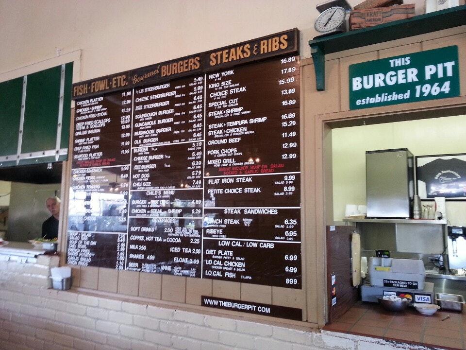 Menu at Burger Pit restaurant, San Jose